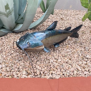 Handmade Metal Chrome Catfish | Yard Art Garden Decor | Artisan Made ...