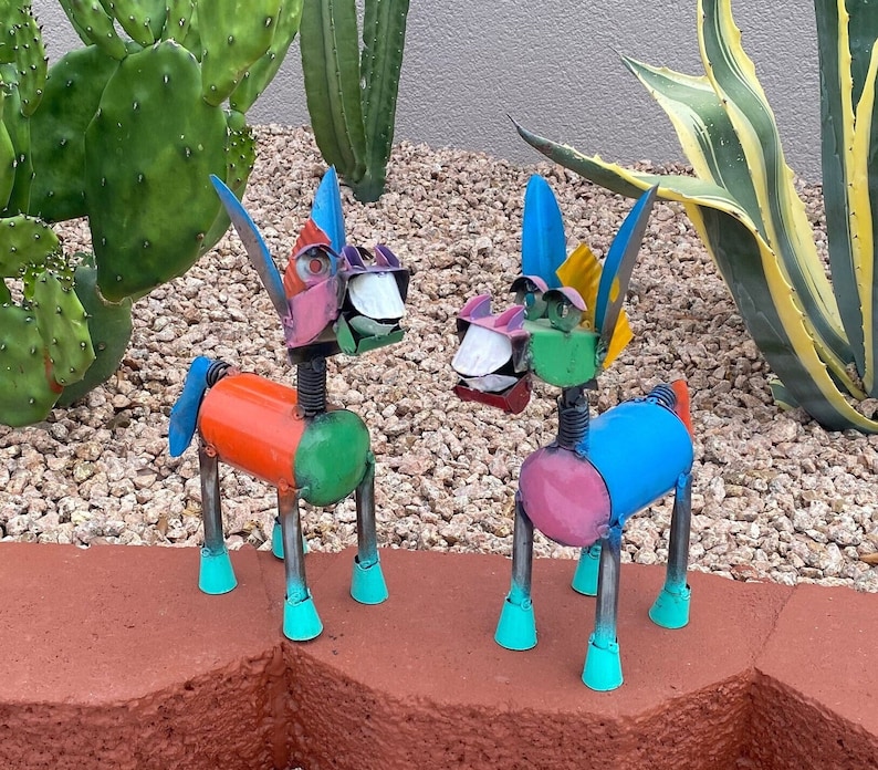 Handmade Metal Multicolor Donkey | Yard Art Garden Decor | Artisan Made ...