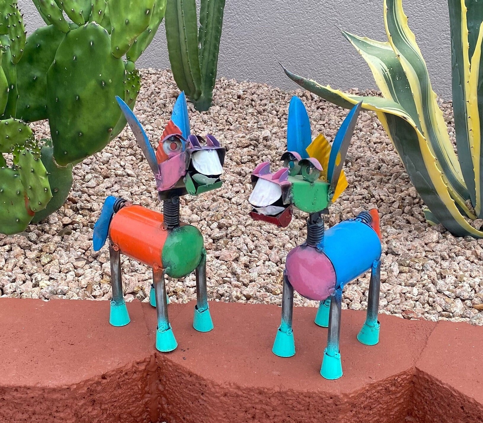 Handmade Metal Multicolor Donkey Yard Art Garden Decor Artisan Made ...