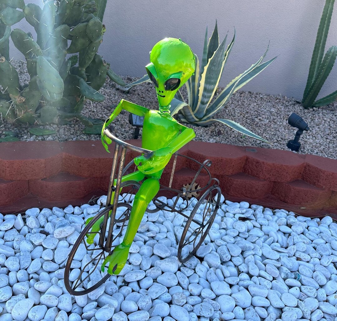 Handmade Metal Alien Tricycle Planter | Yard Art Garden Decor | Artisan ...