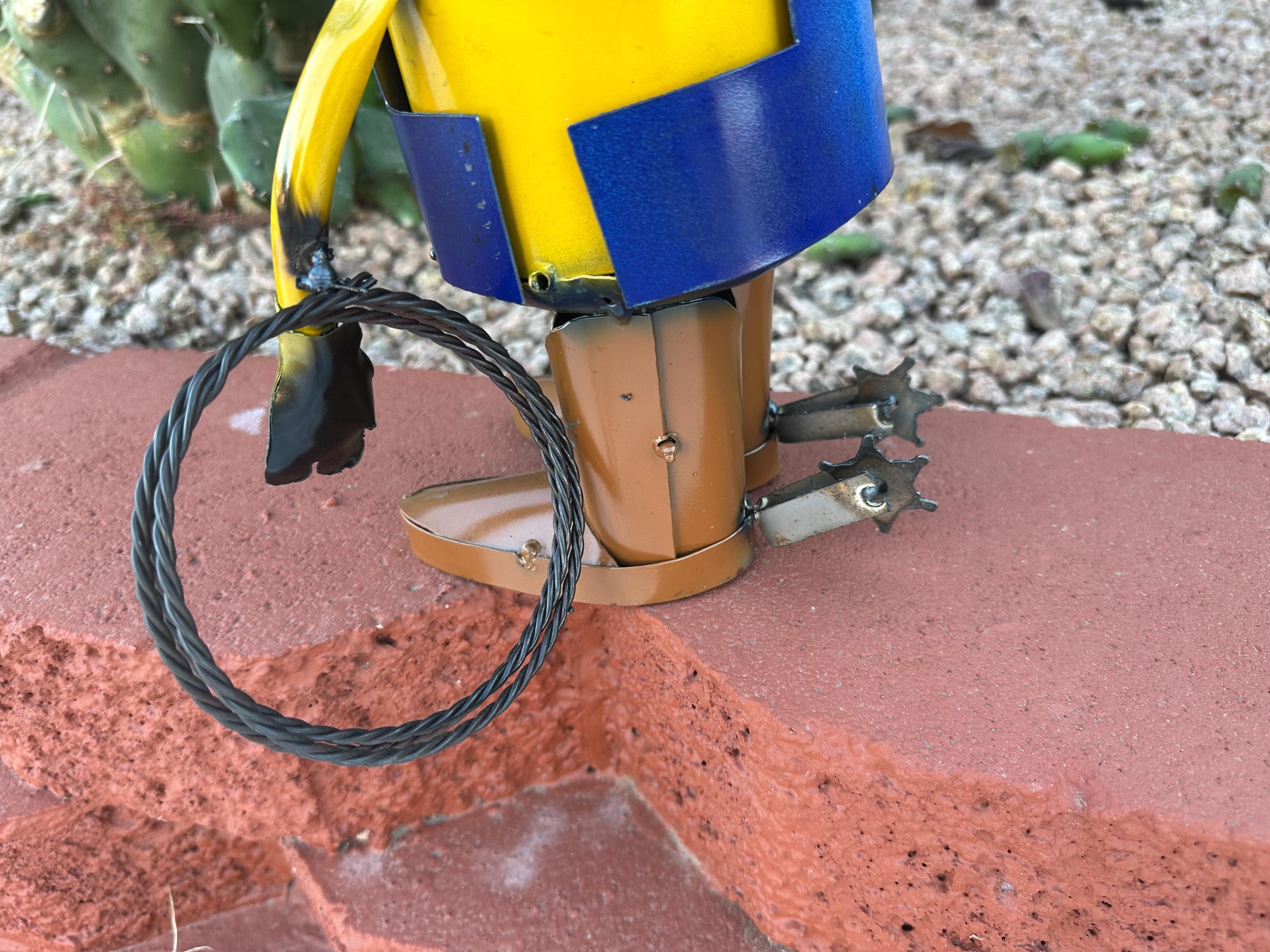 Handmade Metal Cowboy Minion | Farmhouse Rodeo Yard Art Garden Decor ...