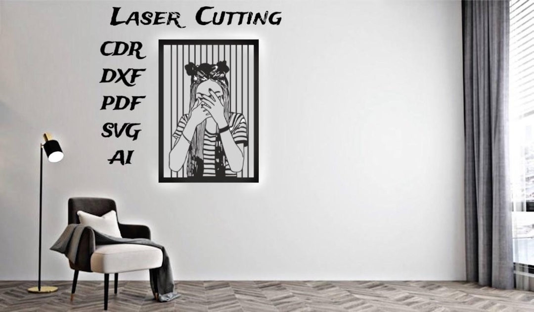 Laser Cut File: 'crying Girl' Wall Art Panel, Decorative Design for ...