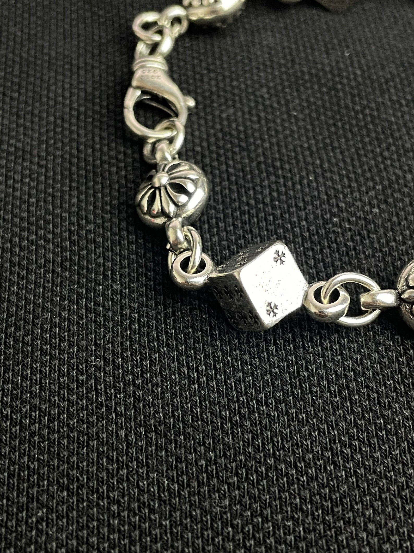 Vintage 925 Silver Chorme Hearts Style Dice Modern Bracelet, Gift for ...