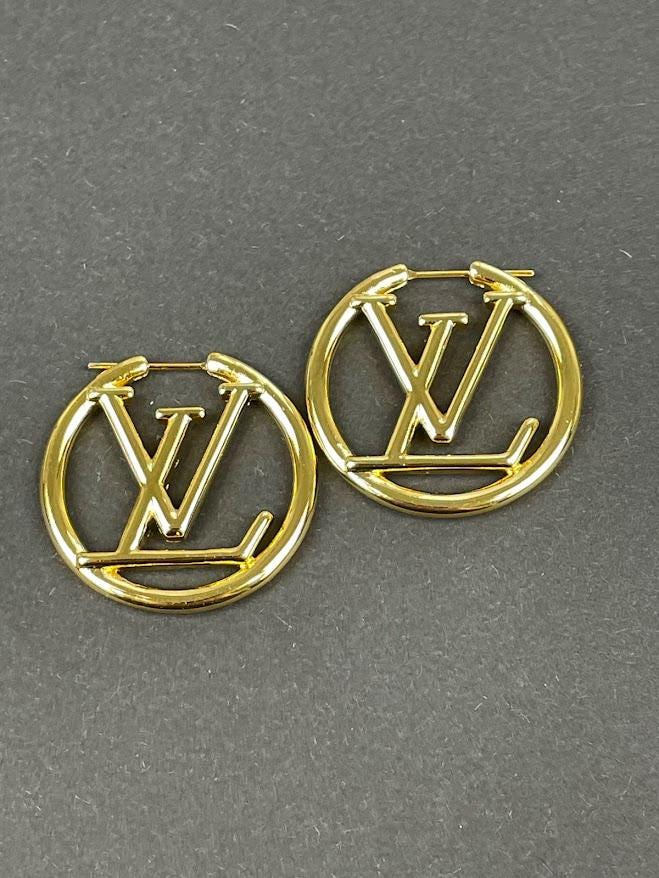 Louis vuitton earrings hoop Etsy Italia