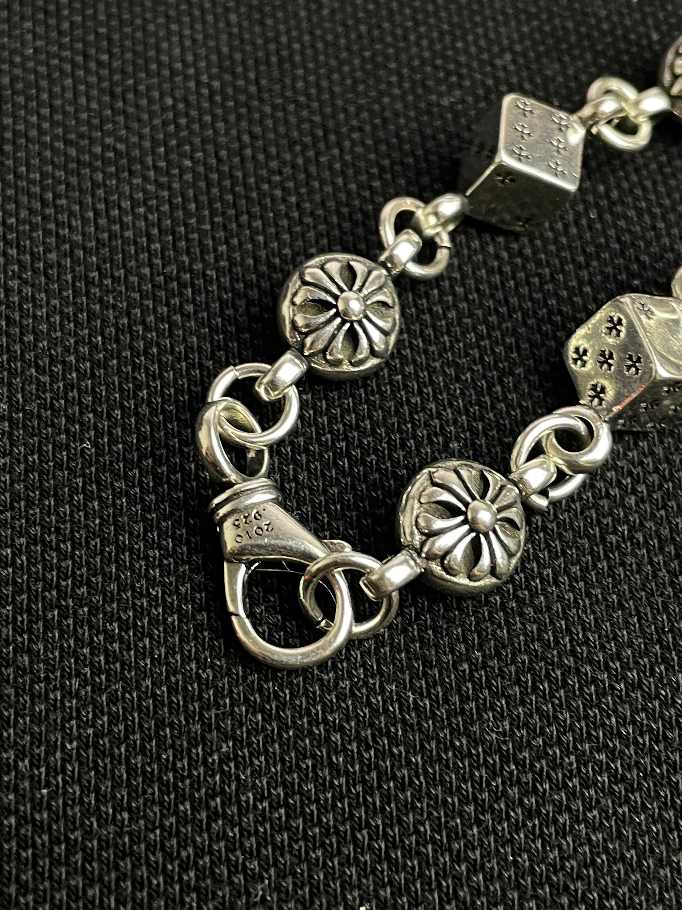 Vintage 925 Silver Chorme Hearts Style Dice Modern Bracelet, Gift for ...