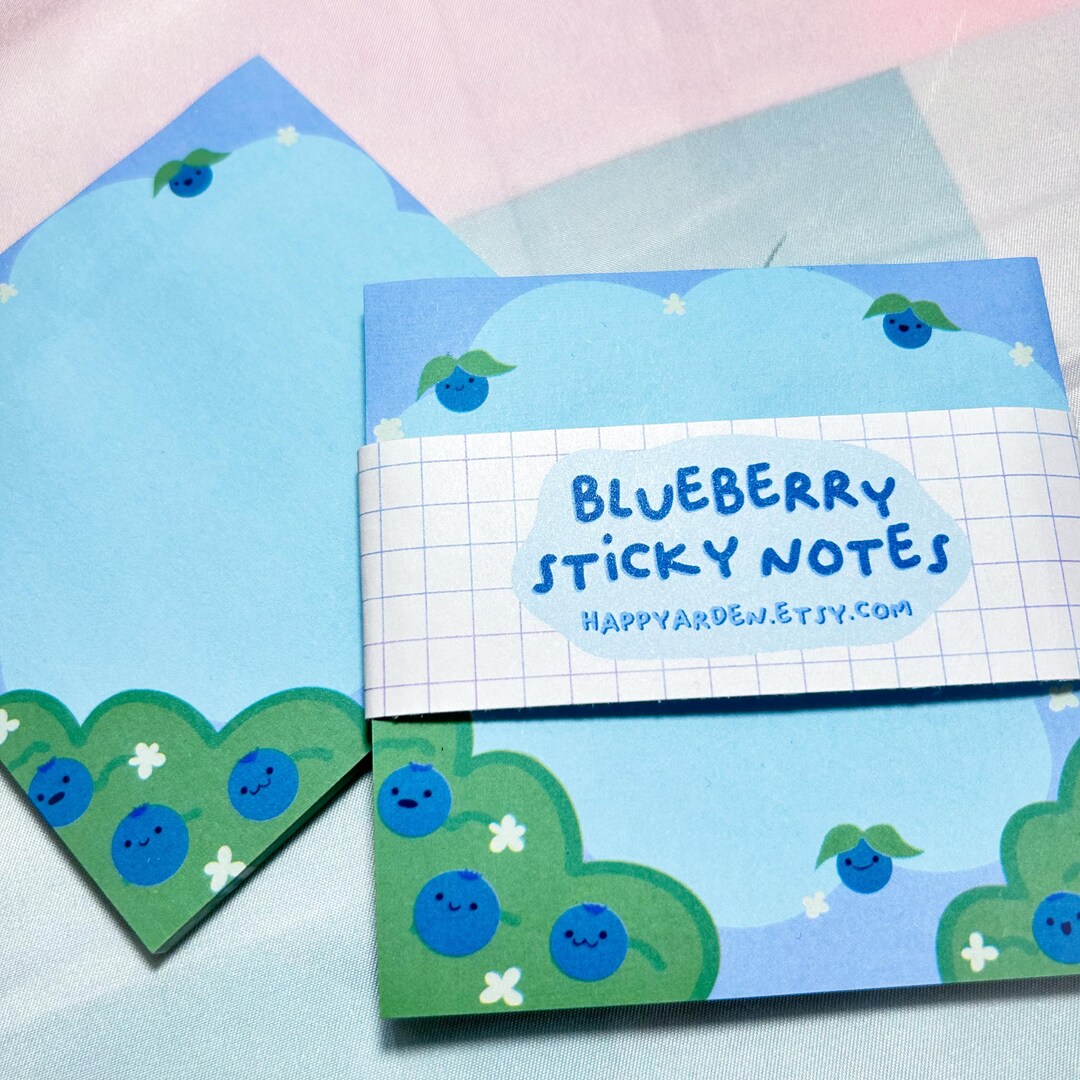 Blueberry Sticky Notes | Cute Stationery | 50 Sheet 4x4” Memo Pad - Etsy