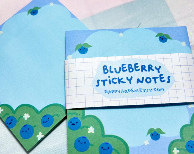 Blueberry Sticky Notes | Cute Stationery | 50 Sheet 4x4” Memo Pad - Etsy
