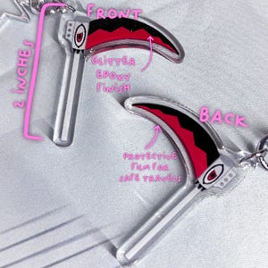 Soul Eater Inspired Scythe Charm | Anime Acrylic Keychain Bag Charm - Etsy