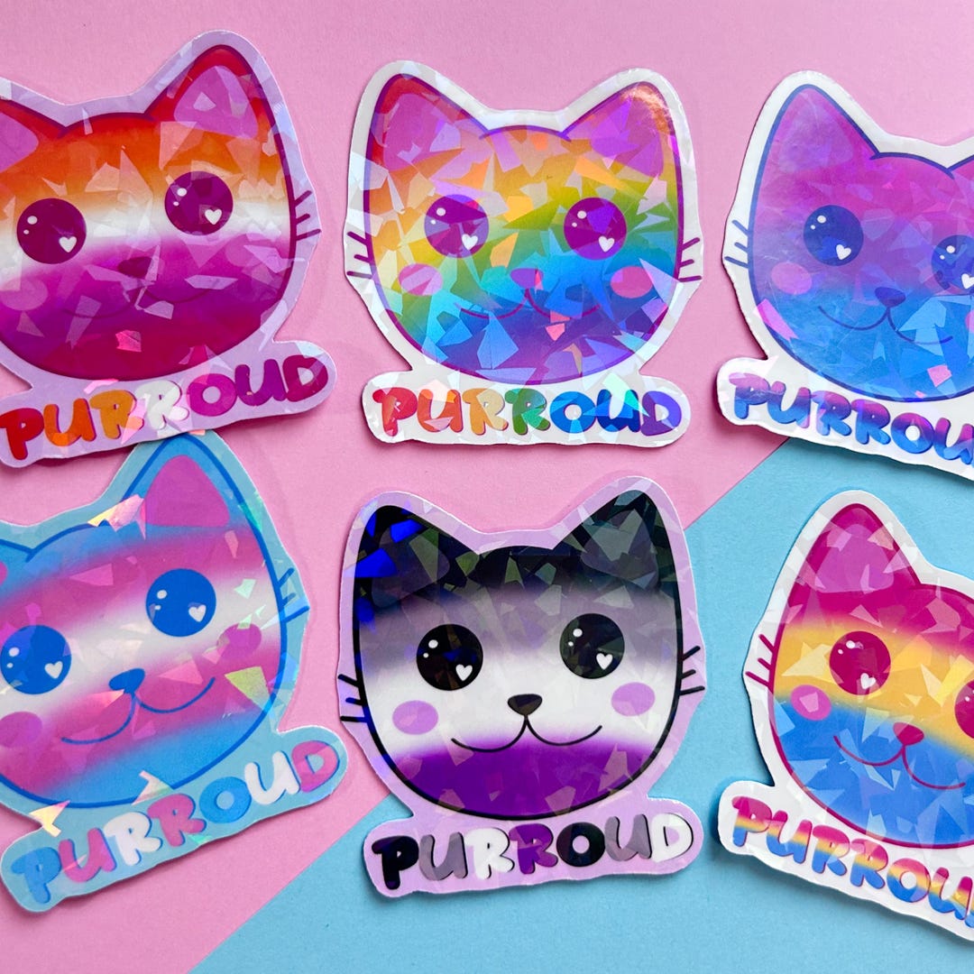 Pride Cat Stickers "purroud" Sticker Set | Queer Rainbow Vinyl ...