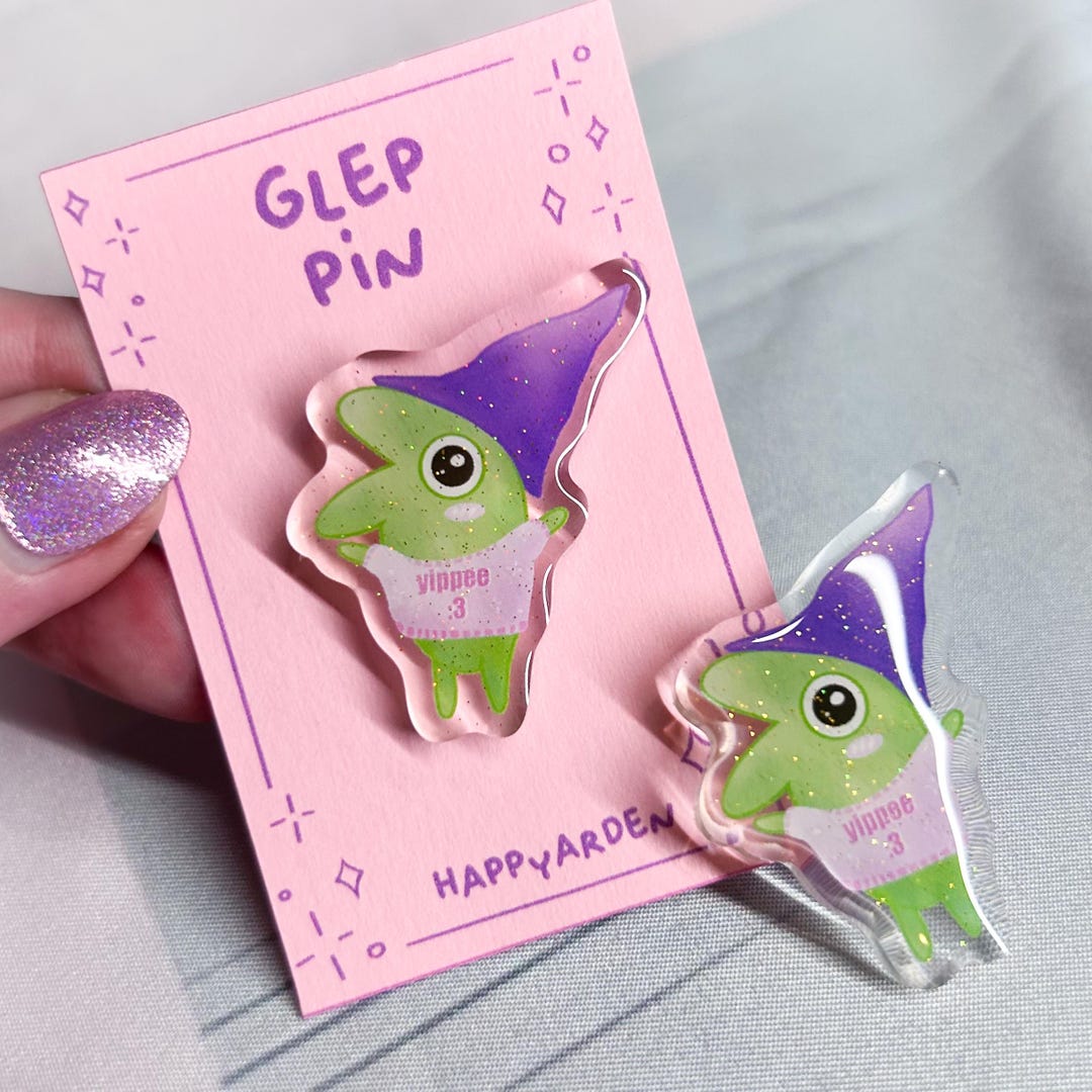 Glep Says yippee Pin Smiling Friends Inspired Glitter Epoxy Pin - Etsy