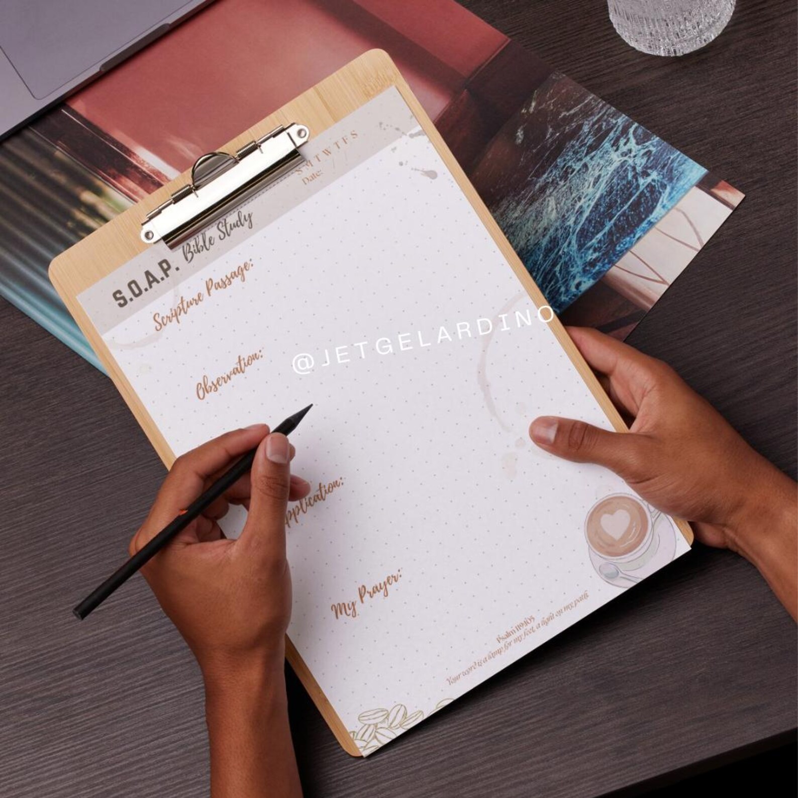 SOAP Method Bible Study Printable Dotted Sheet Coffee-themed ...