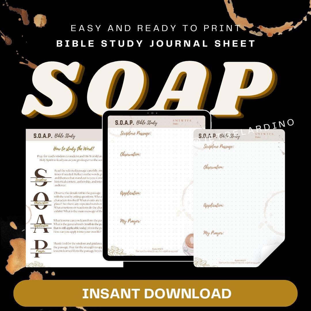 SOAP Method Bible Study Printable Dotted Sheet | Coffee-themed ...