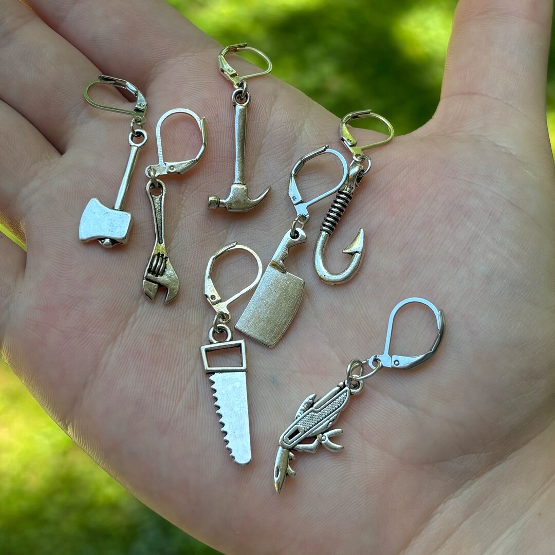 Various Tool Themed Leverback Earring for Stretched Ears. Hammer ...