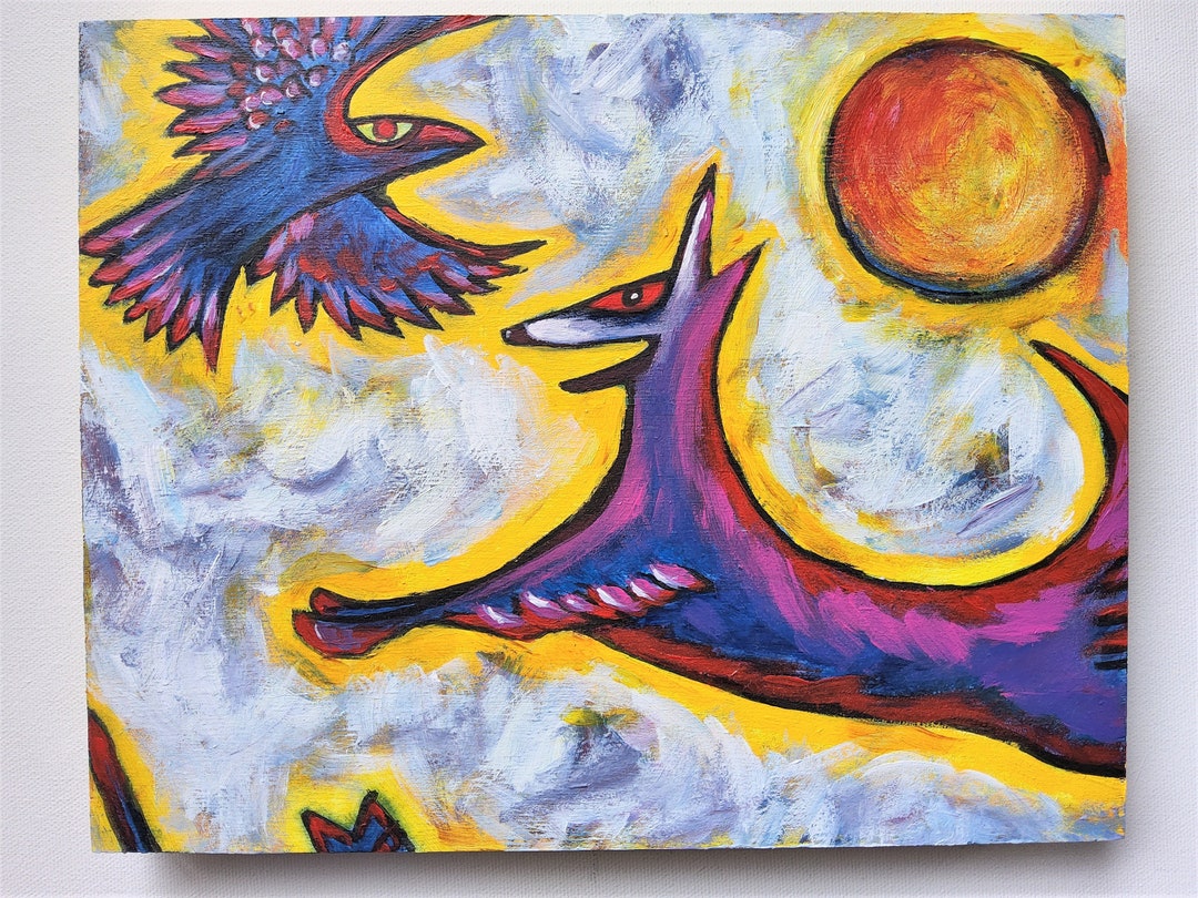 Wolf and Raven by Outsider Artist Kaslkaos, Expressionist Art ...