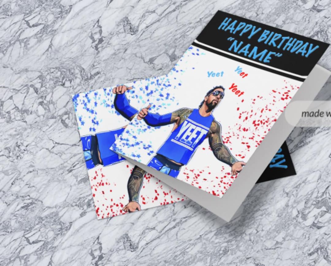Personalised Wrestling Birthday Card – Custom Jey Uso- Birthday Card ...