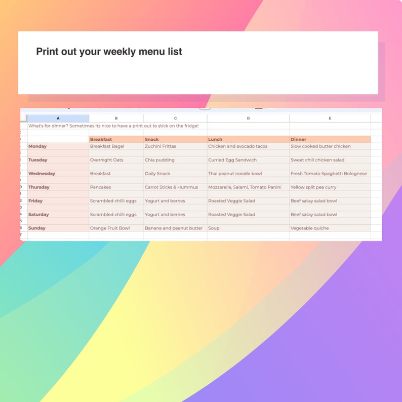 Weekly Meal Planner and Grocery List Automated Shopping List Food Prep ...