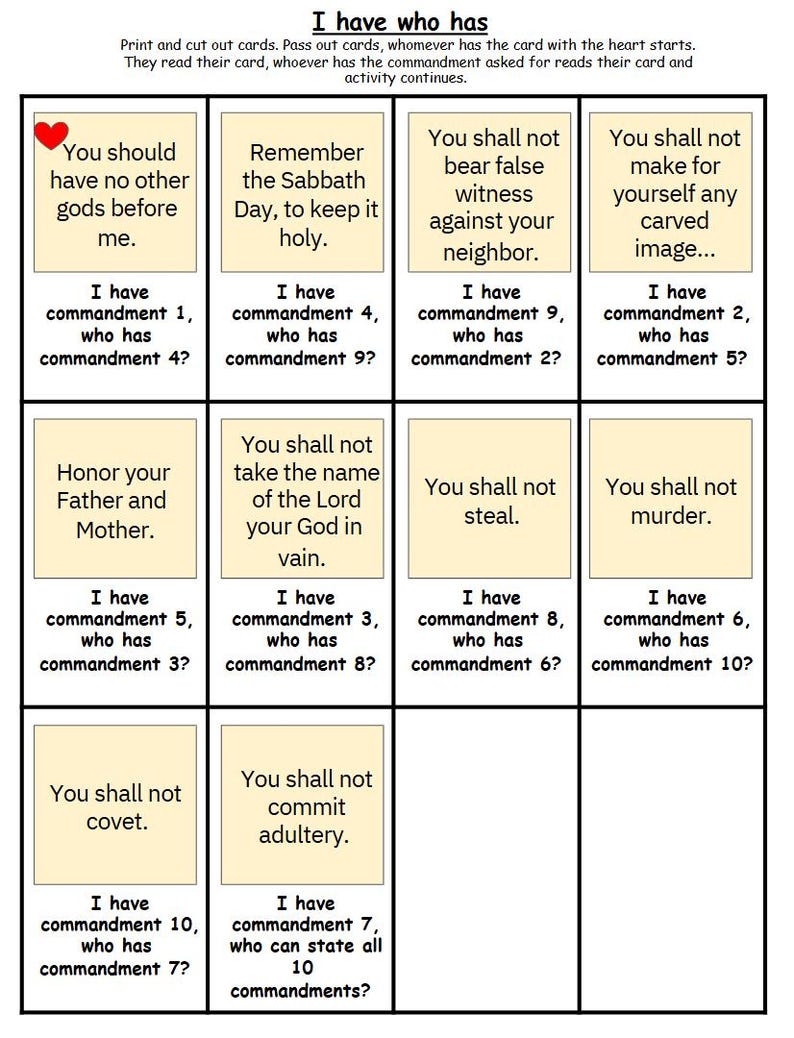 Ten Commandments Activities - Etsy