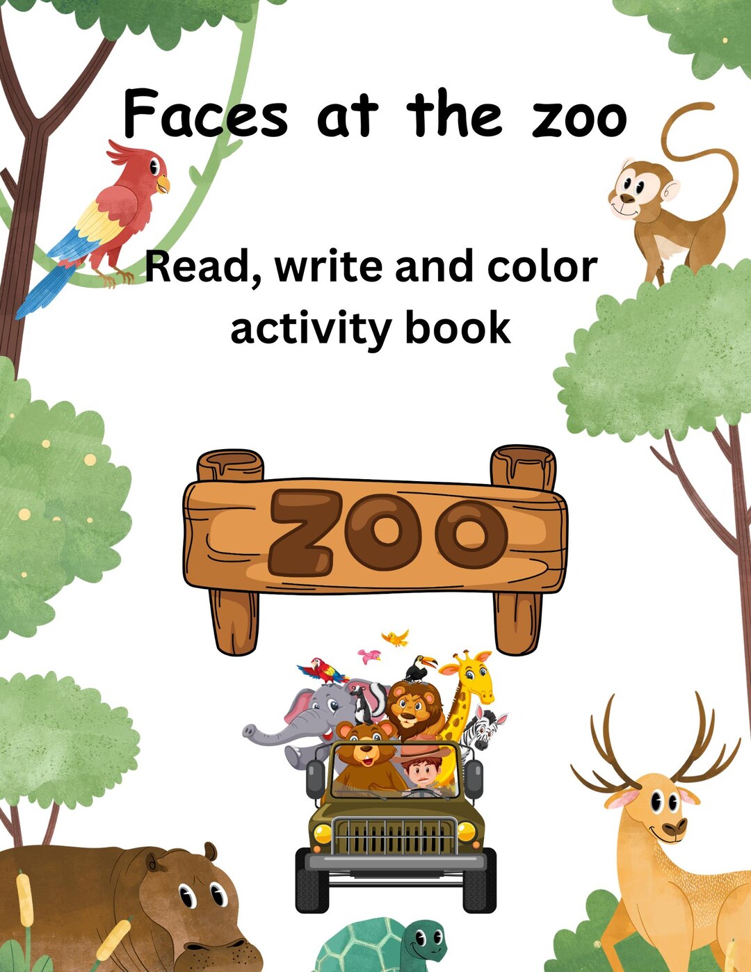 Faces at the Zoo- Read, Write and Color Activity Book - Etsy