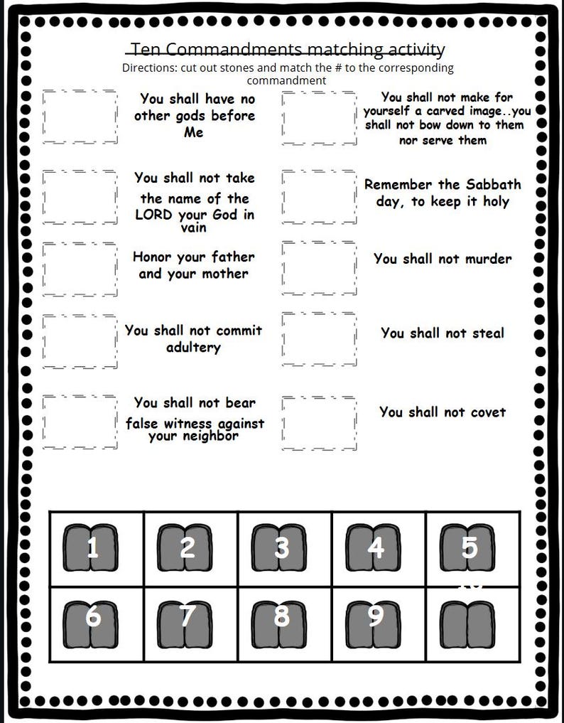 Ten Commandments Activities - Etsy