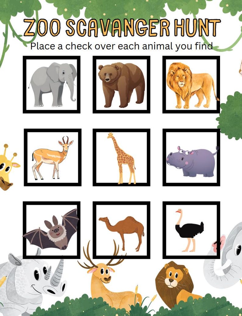 Zoo Scavenger Hunt - Etsy