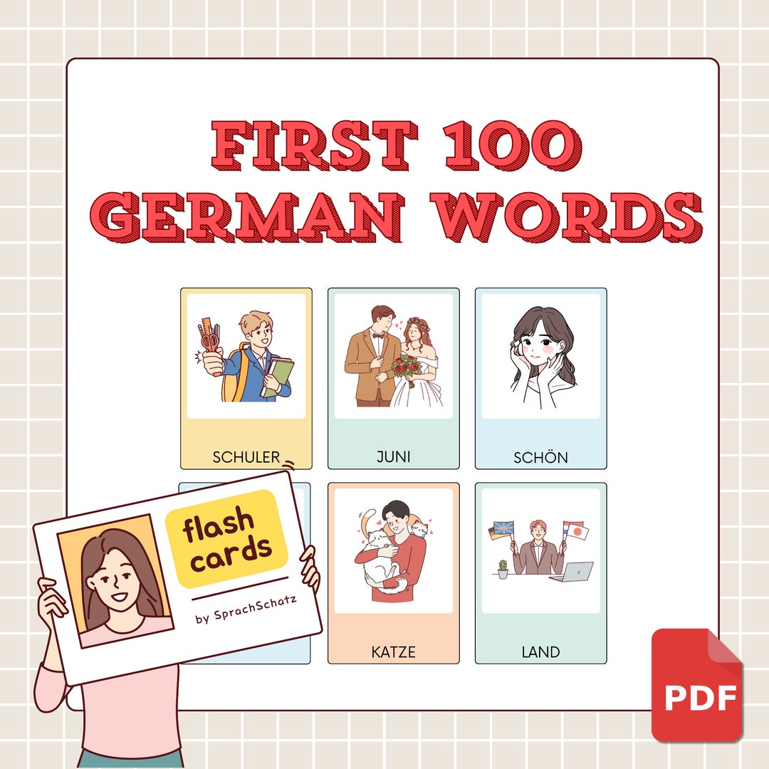 First 100 German Words Flashcards Deutsch Flashcards for Beginners A1 ...