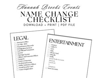 Comprehensive Newlywed Bride Name Change Checklist - Downloadable PDF ...