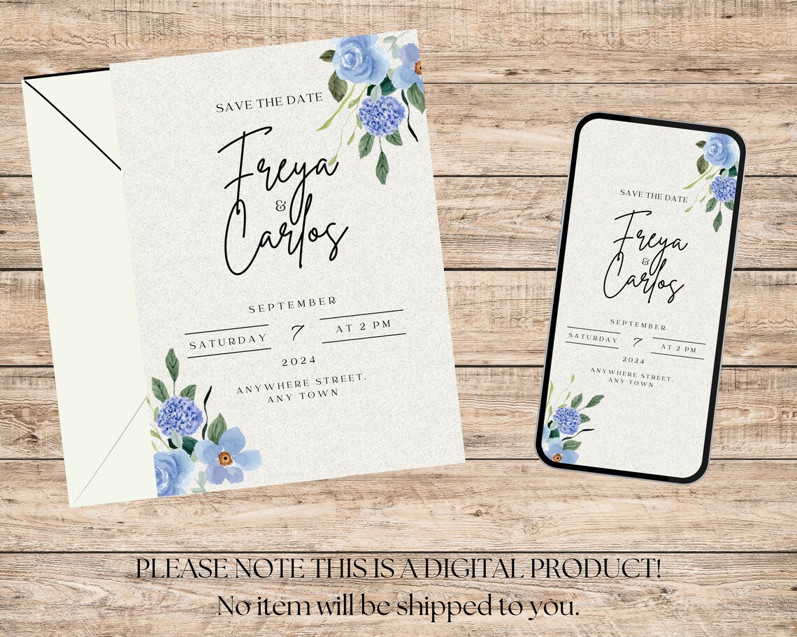 INSTANT DOWNLOAD, Wedding Invitations, Printable Save the Date Template ...