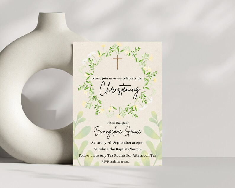 INSTANT DOWNLOAD, Christening Invitation, Editable Template, Digital ...