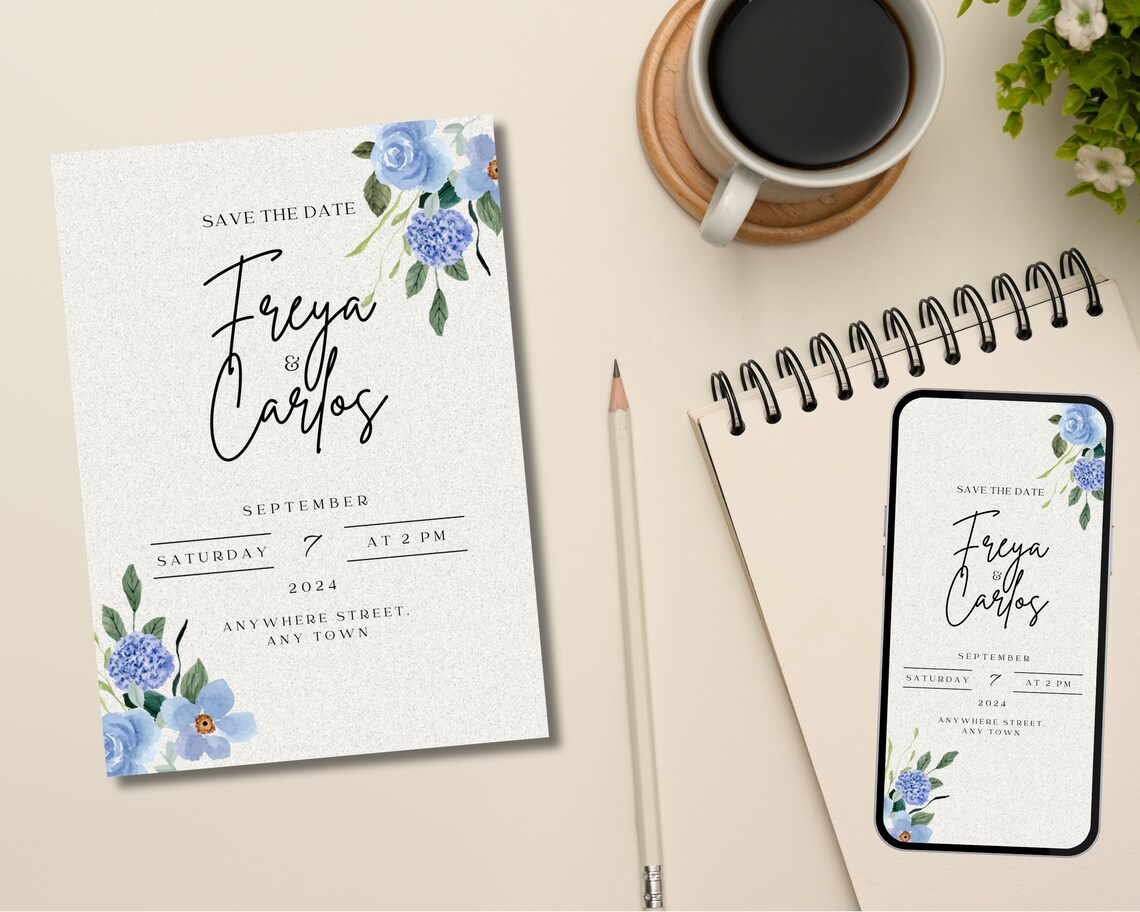INSTANT DOWNLOAD, Wedding Invitations, Printable Save the Date Template ...