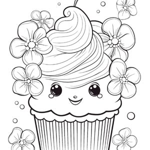 Printable Kawaii Cupcake Coloring Book for Kids: Cupcake Art Printable ...