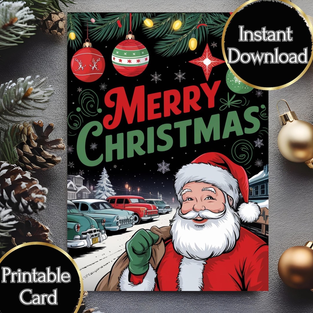 Festive Christmas Card Set 5 Printable Digital Cards,greeting Cards ...