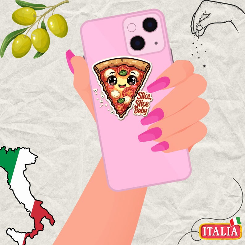 Cute Italian Food Stickers | Printable and Digital PNG Set | Kawaii ...