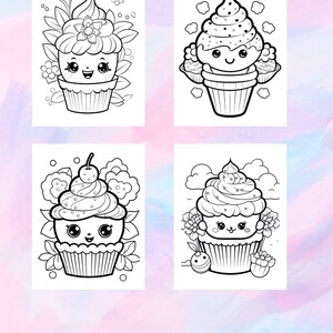 Printable Kawaii Cupcake Coloring Book for Kids: Cupcake Art Printable ...