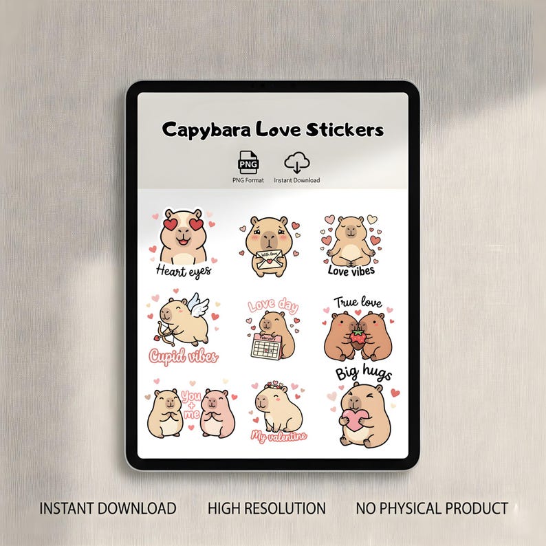 Capybara Valentine Stickers | Cute Capybara Love PNG Stickers ...