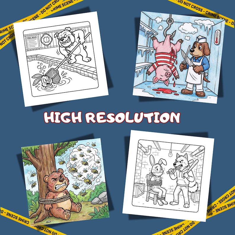 Cozy Crime Scenes Coloring Book for Adults | Funny Mystery & Detective ...