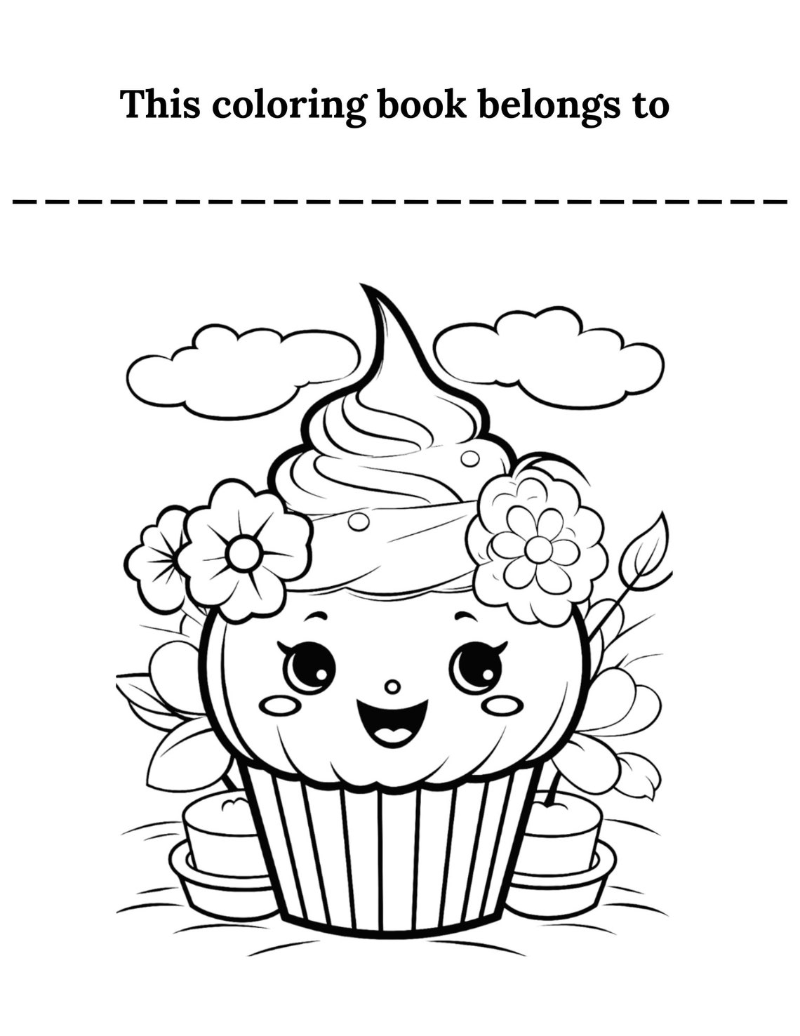Printable Kawaii Cupcake Coloring Book for Kids: Cupcake Art Printable ...