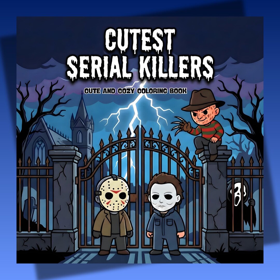 Cutest Serial Killers Coloring Book PDF | Spooky Cute Horror Parody ...