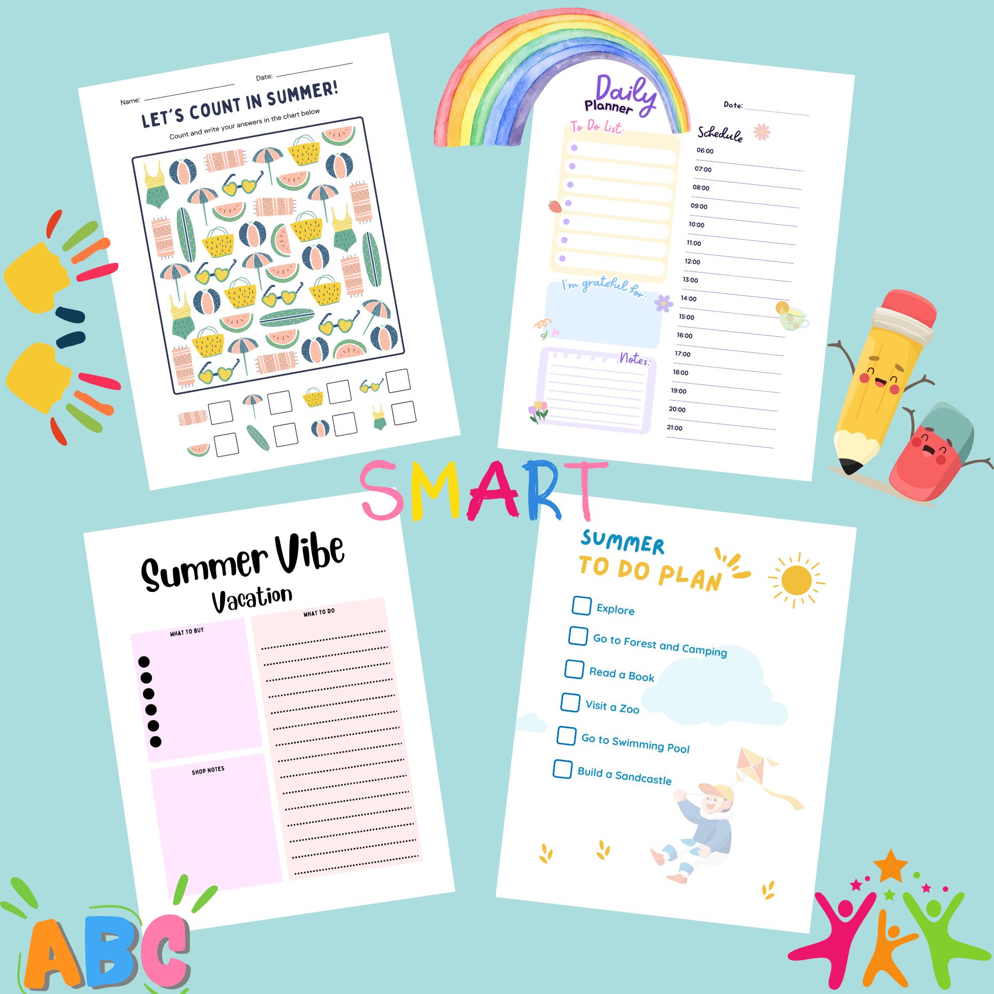 Kids Summer Activities Journal Printable Daily Planner & Fun Adventure ...