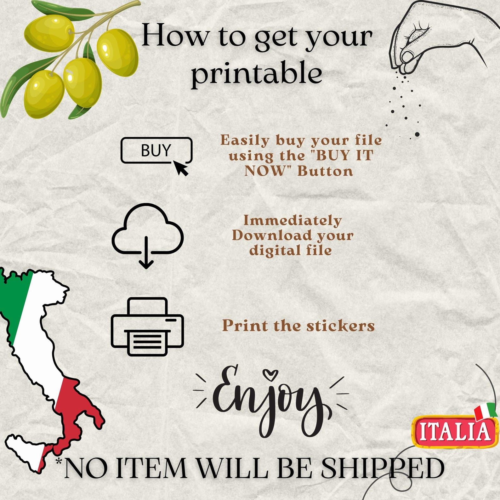 Cute Italian Food Stickers | Printable and Digital PNG Set | Kawaii ...