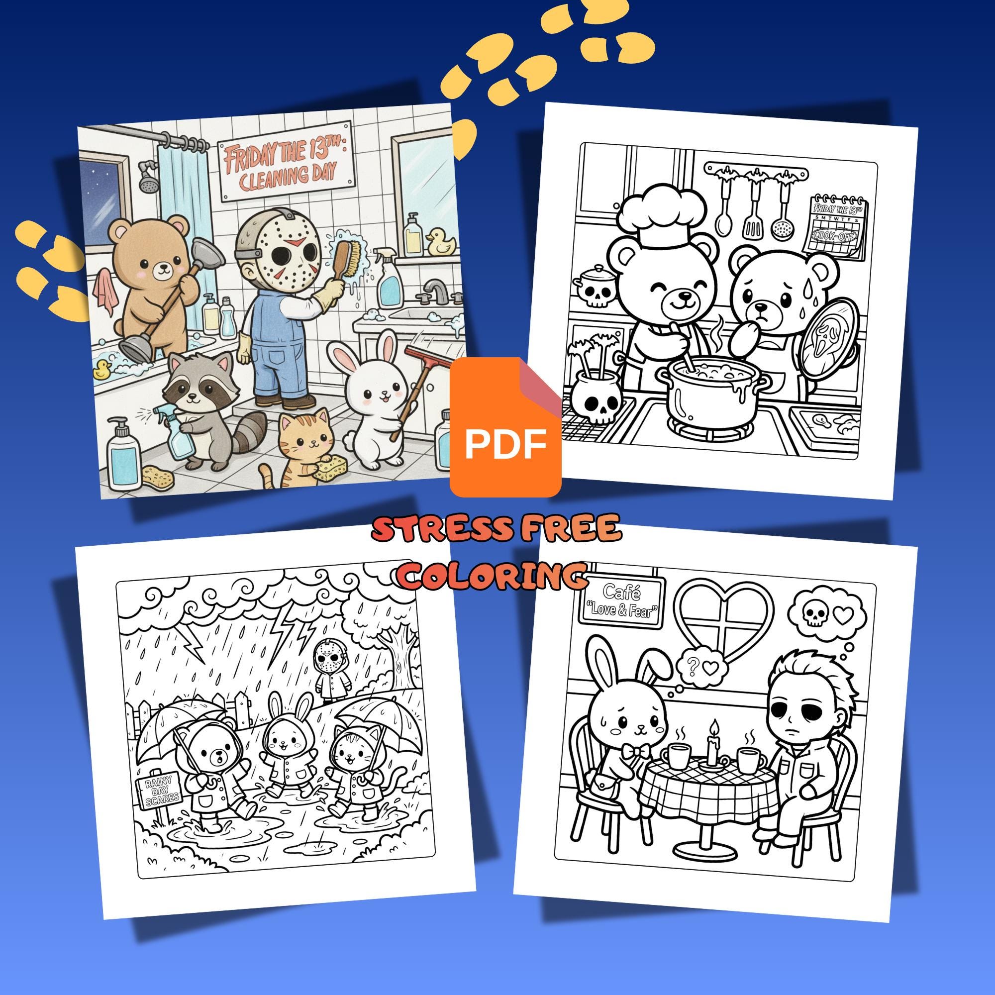 Cutest Serial Killers Coloring Book PDF | Spooky Cute Horror Parody ...
