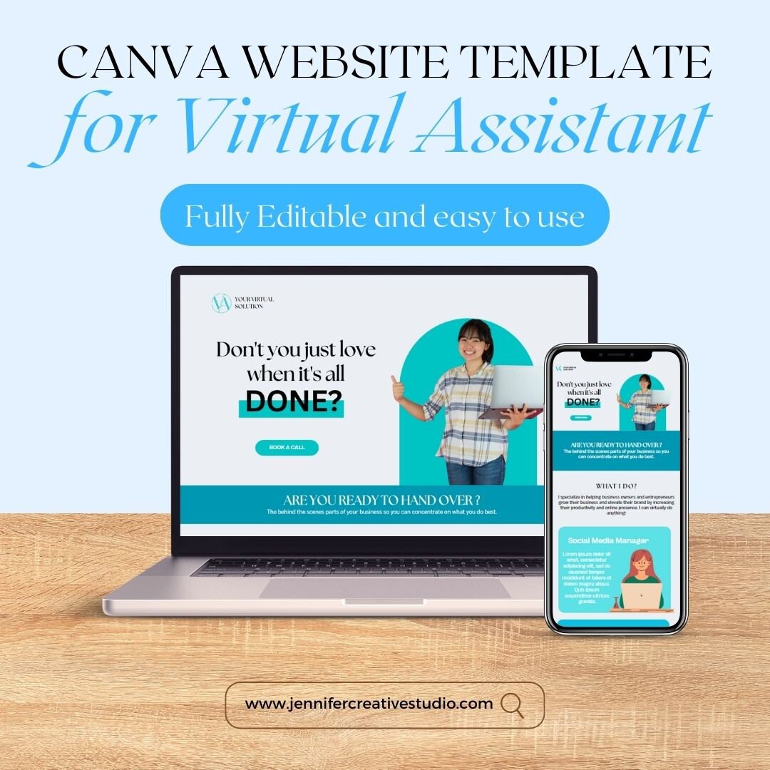 Virtual Assistant Website Template Editable Canva Website Template ...