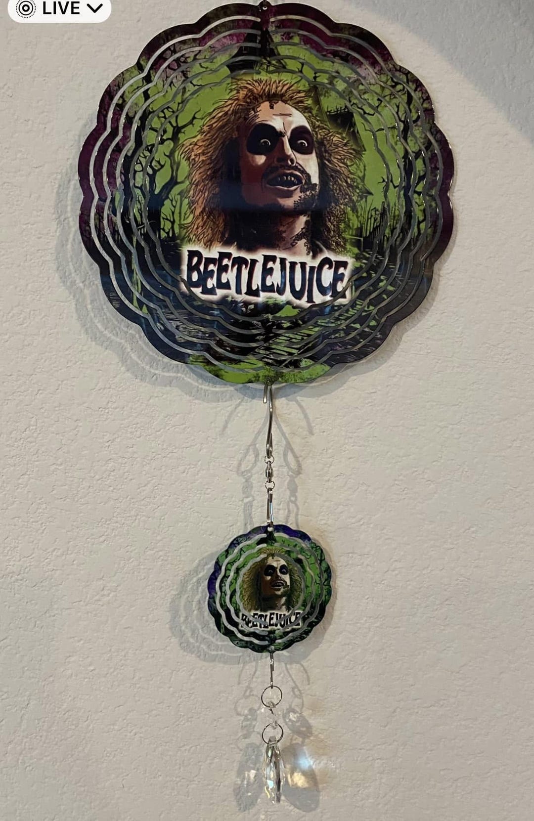 BEETLEJUICE Wind Spinner, Indoor or Outdoor Decor, With Charm on the ...