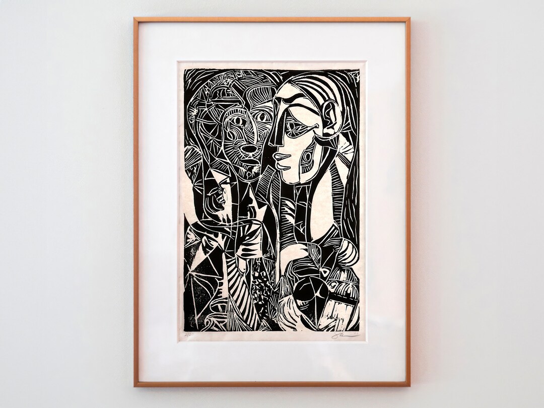 Framed Linocut Print "man and Woman" – by Steve Fuller - Etsy