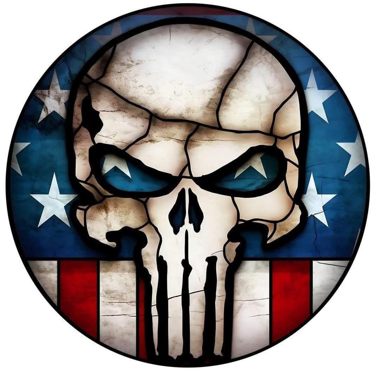 Skull Decal With American Flag - Etsy