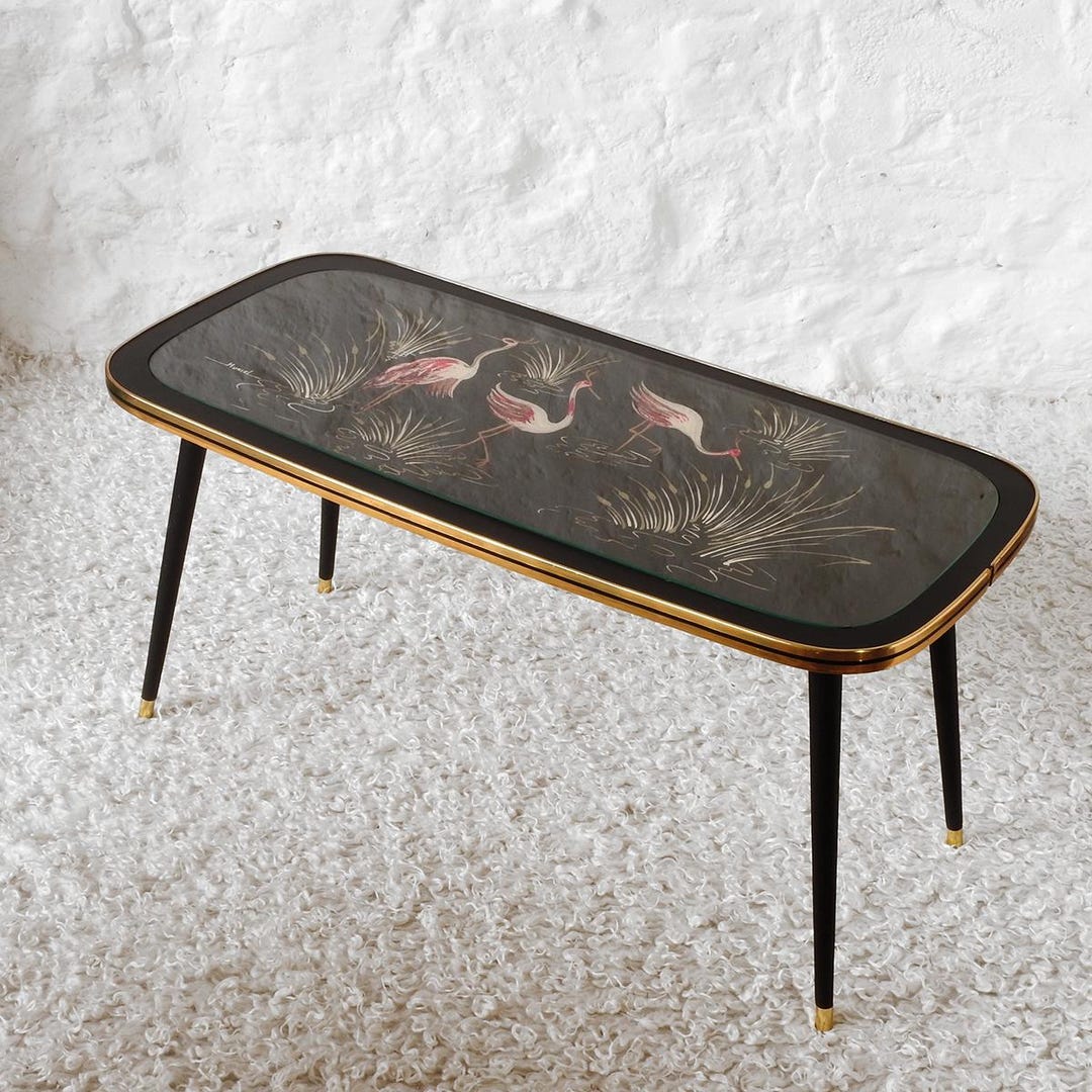 Mid-century Modern Coffee Table Signed Muriel, Belgium, 1950s; Vintage ...