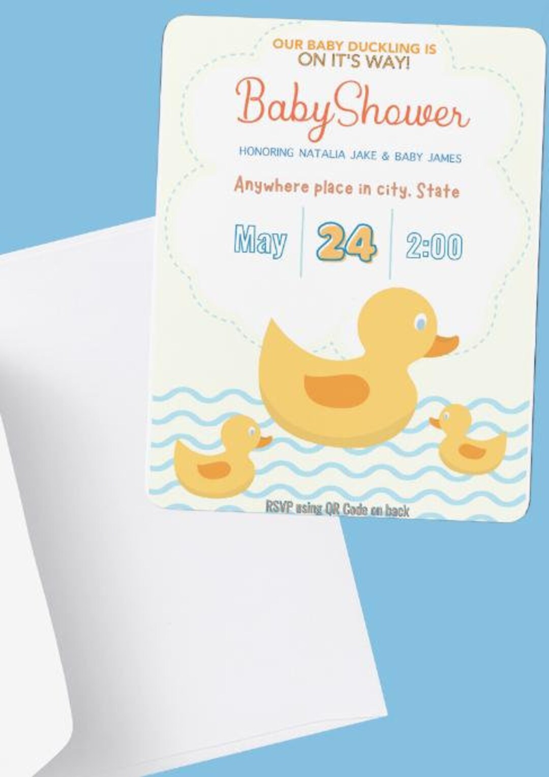 Editable Baby Shower Invitations With or Without QR Code on Back Toy ...