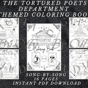 Printable 'the Tortured Poets Department' Album-themed Digital Coloring ...