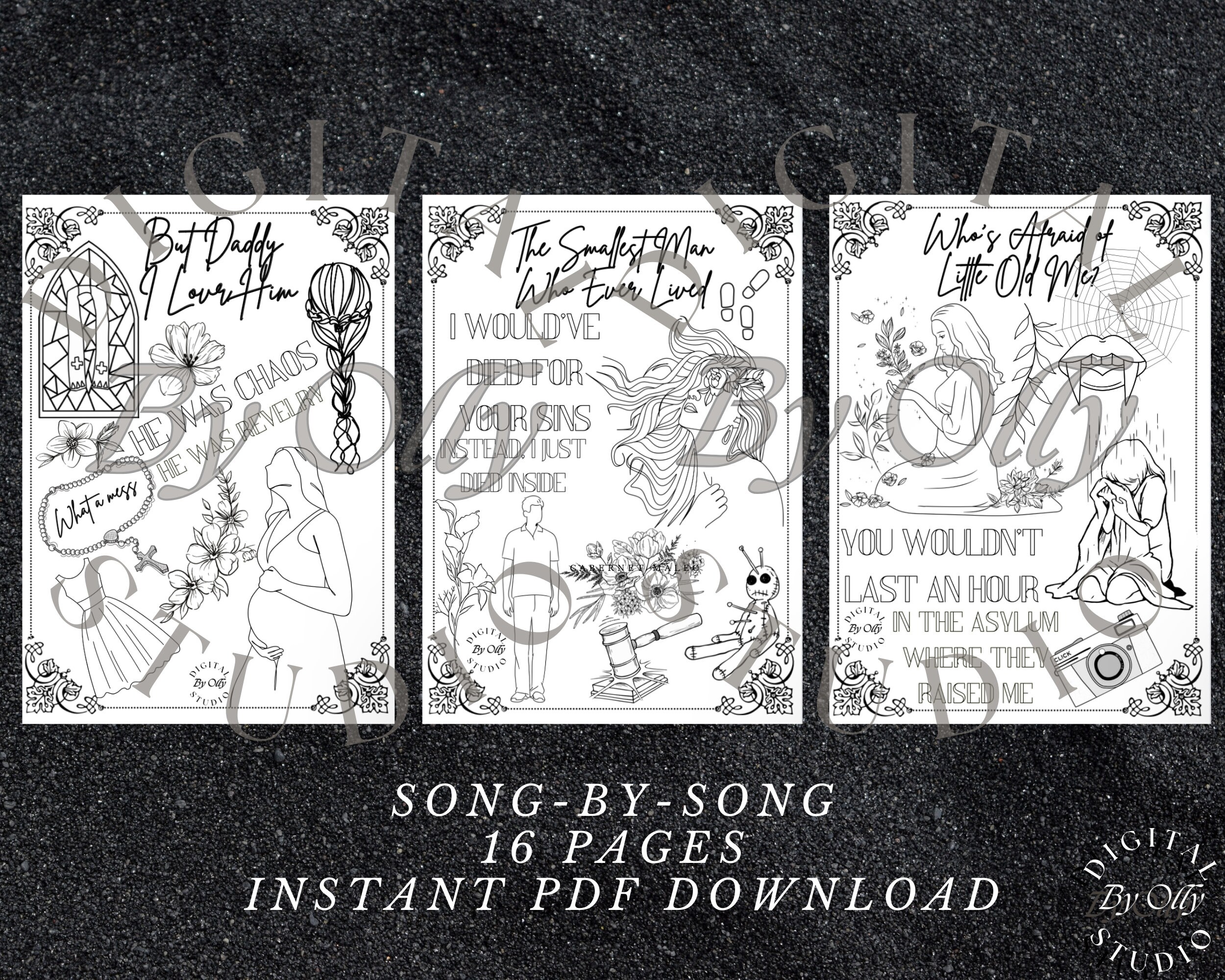 Printable 'the Tortured Poets Department' Album-themed Digital Coloring ...