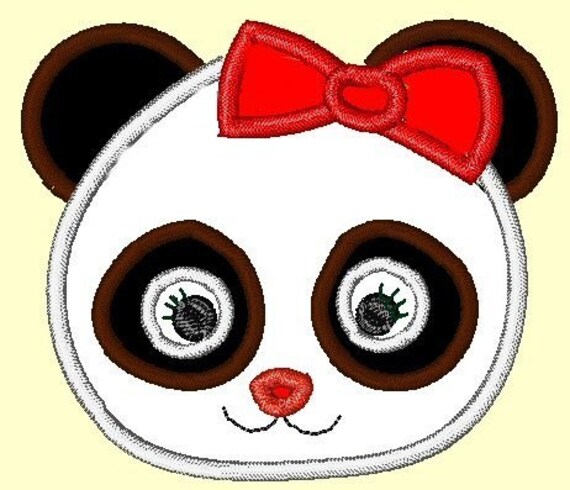 Items similar to Sweet Panda applique embroidery design in 2 sizes boy ...