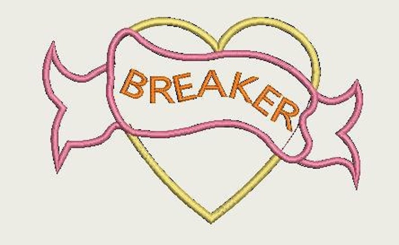 Heartbreaker Embroidery Applique Design File - Etsy